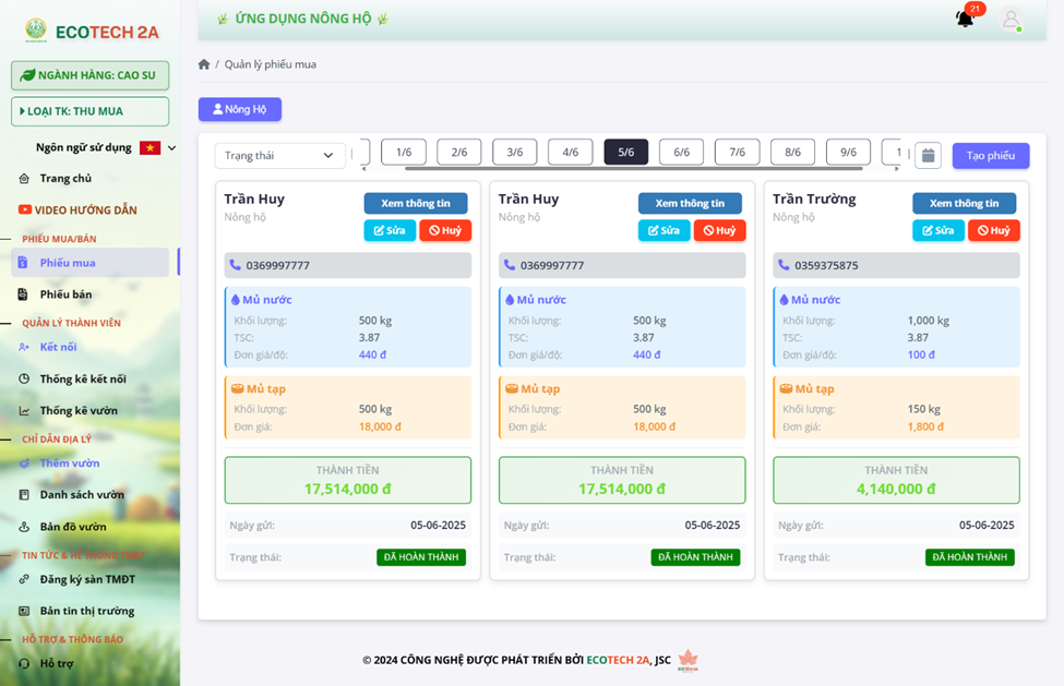 Truy xuất nguồn gốc EUDR | Ecotech 2A