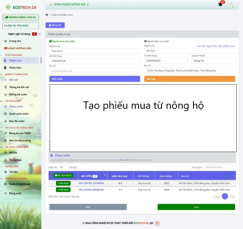 Truy xuất nguồn gốc EUDR | Ecotech 2A
