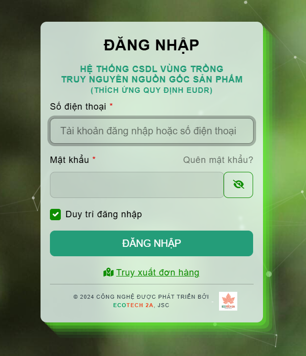 Truy xuất nguồn gốc EUDR | Ecotech 2A